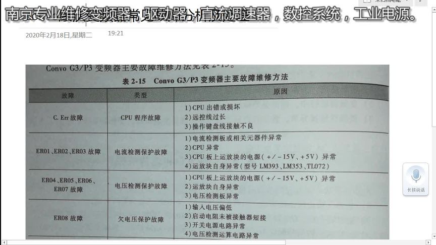 convo康沃变频器常见故障分析及处理,变频器维修案例分享