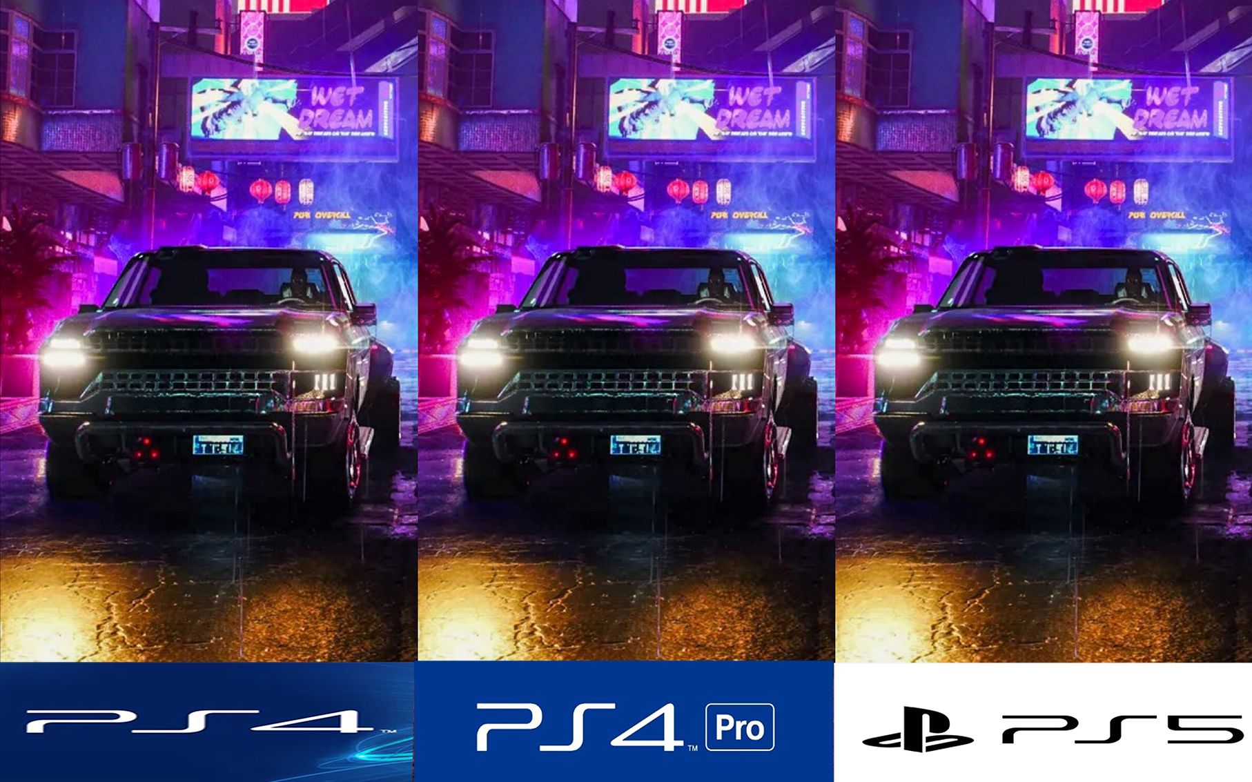 【画质对比】【4K】赛博朋克2077 PS4-PS Pro-PS5 1.2补丁