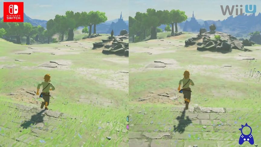 《塞尔达传说:荒野之息》WiiU画面与Switch掌机画面对比