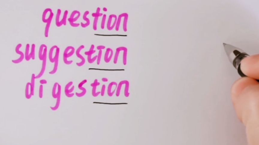 英语-tion后缀的名词的发音如question and emotion