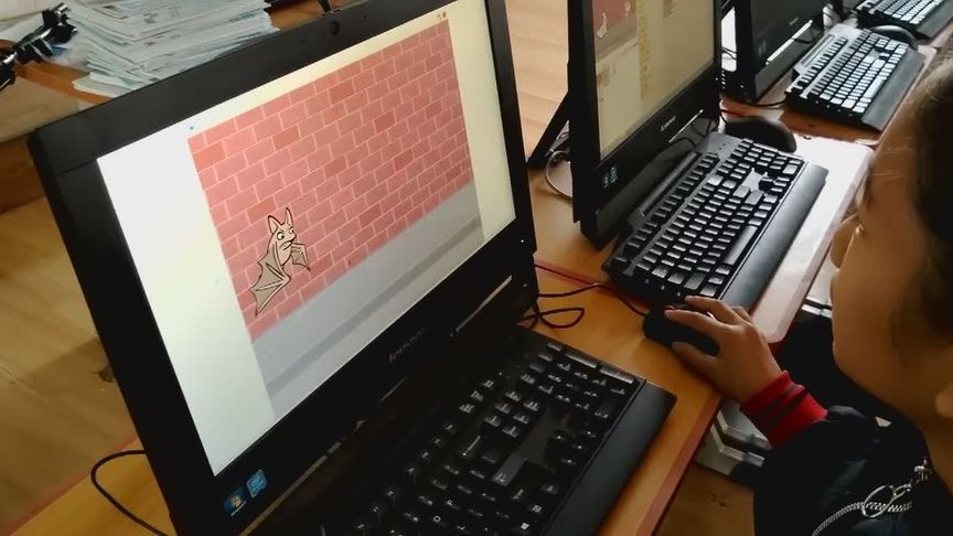 少儿编程,小学生自己编写设计蝙蝠追小猫电脑小游戏,学中有玩啊