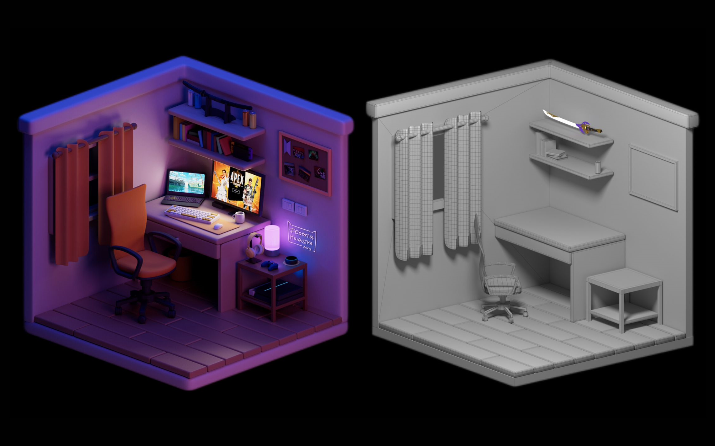 【3DMAX场景建模】超简单的卡通小房间,零基础场景制作教学
