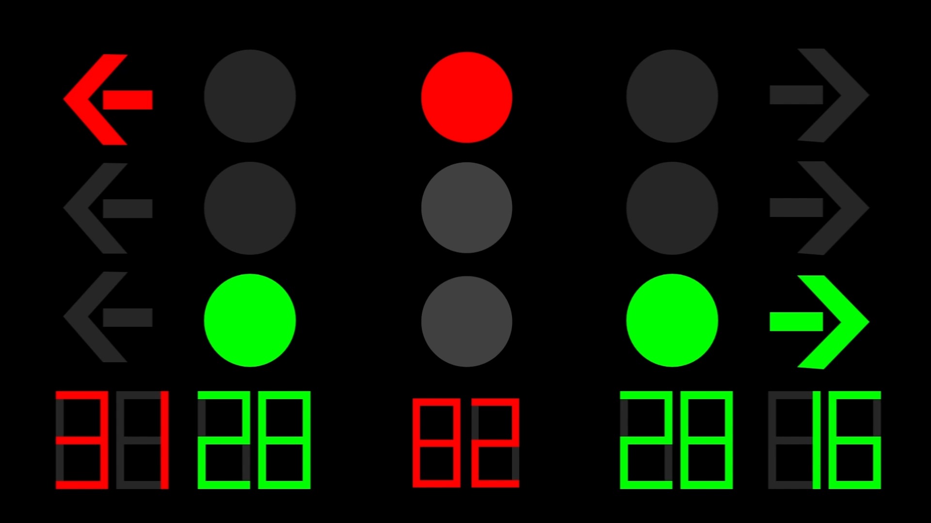 模拟T字路口红绿灯【4单元灯式,全成品】