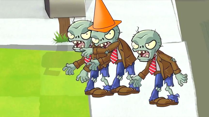 植物大战僵尸动画片:僵尸们一起打植物 真是好好笑