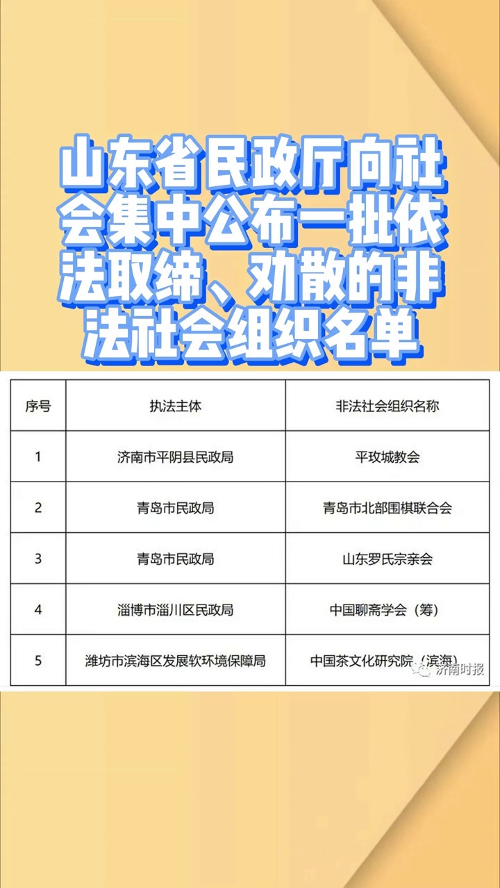 这些非法社会组织,被依法取缔、劝散