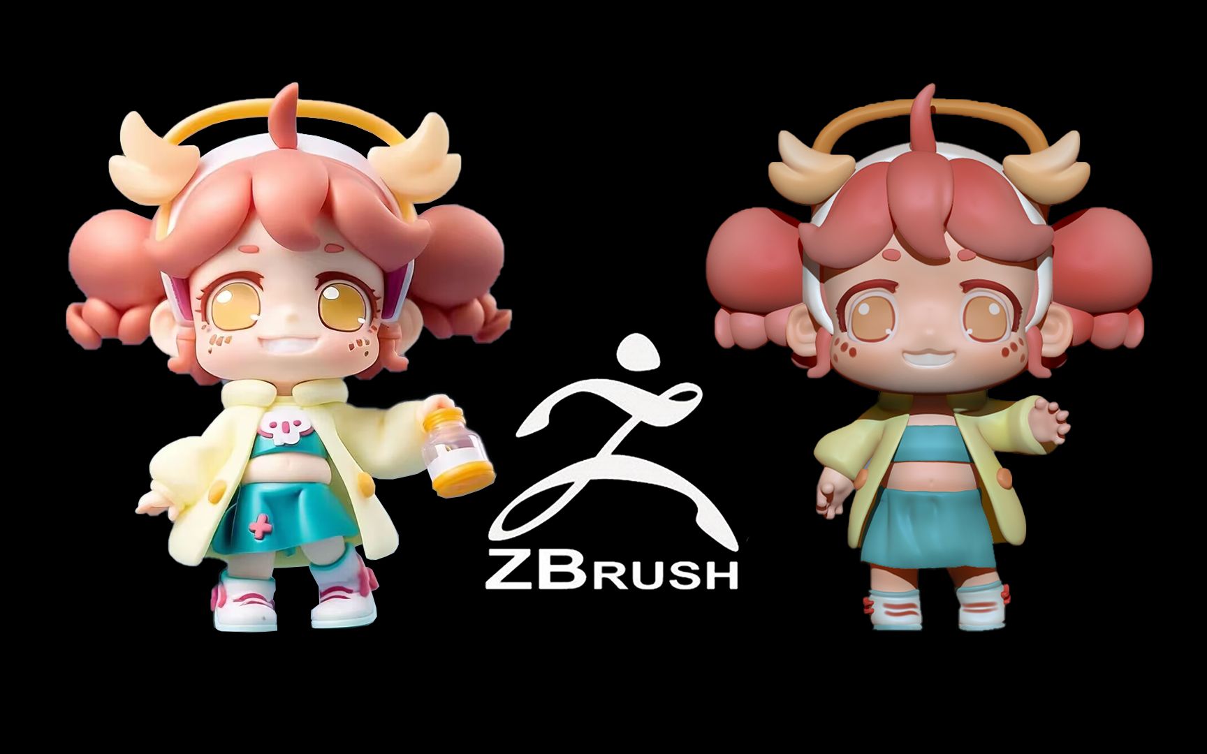 【zbrush建模】超可爱的手办模型制作,从基础的裸模开始雕刻,萌新...