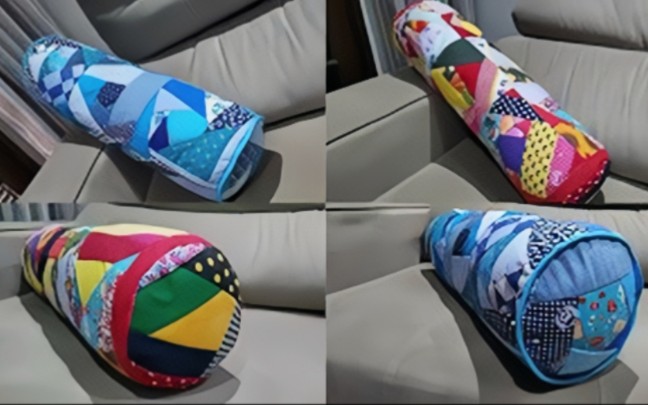 用碎布料制作漂亮舒适的拼布圆柱抱枕