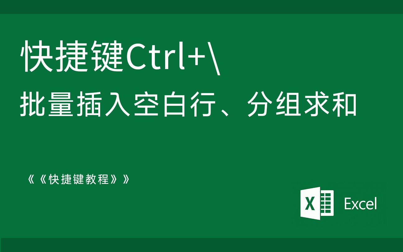 Excel 技巧 快捷键Ctrl+\应用 不同内容单元格间批量插入空白行 分组求和