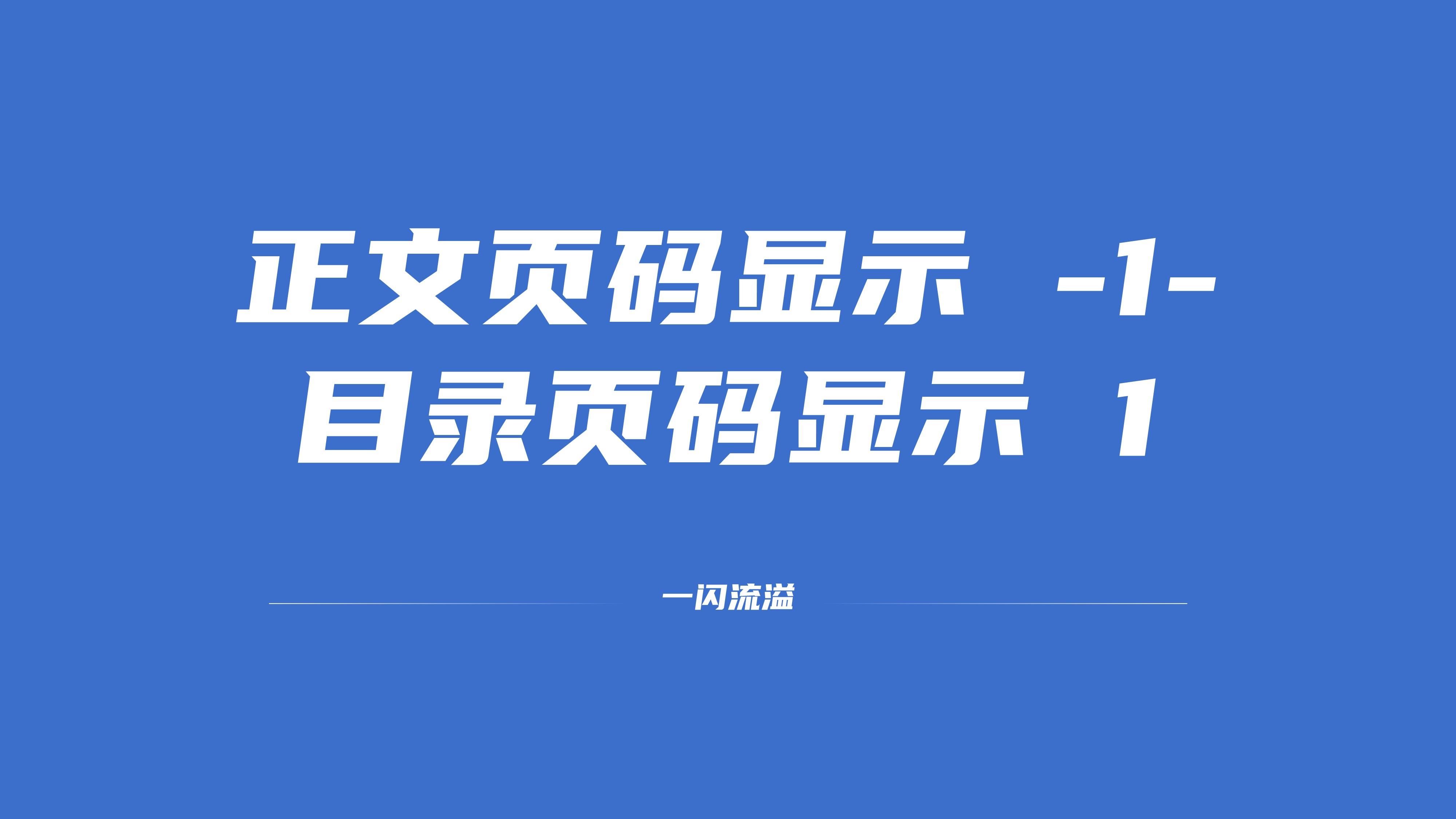 正文页码和目录页码显示两种格式