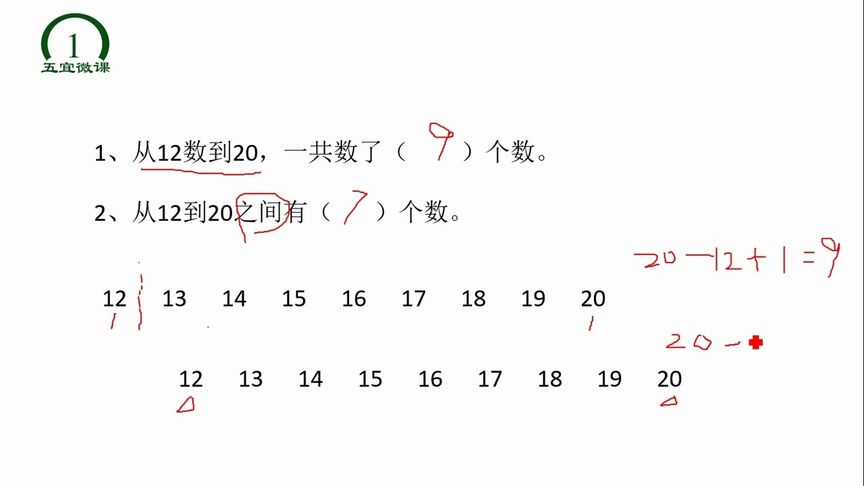 一年级数学,从12到20之间有几个数,10人9做错