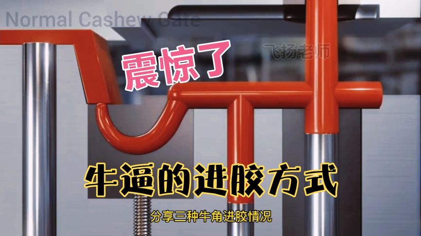 注塑成型模具中不一样的牛角进胶方式?