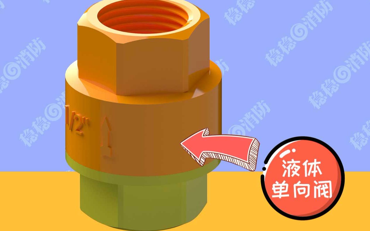 【3D模型】稳稳消防工程师气体灭火系统液流单向阀原理动画讲解