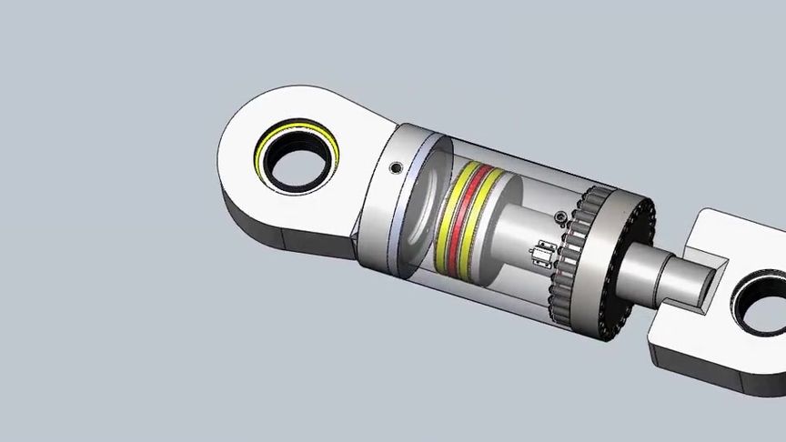 液压缸工作状态,3D演示动画