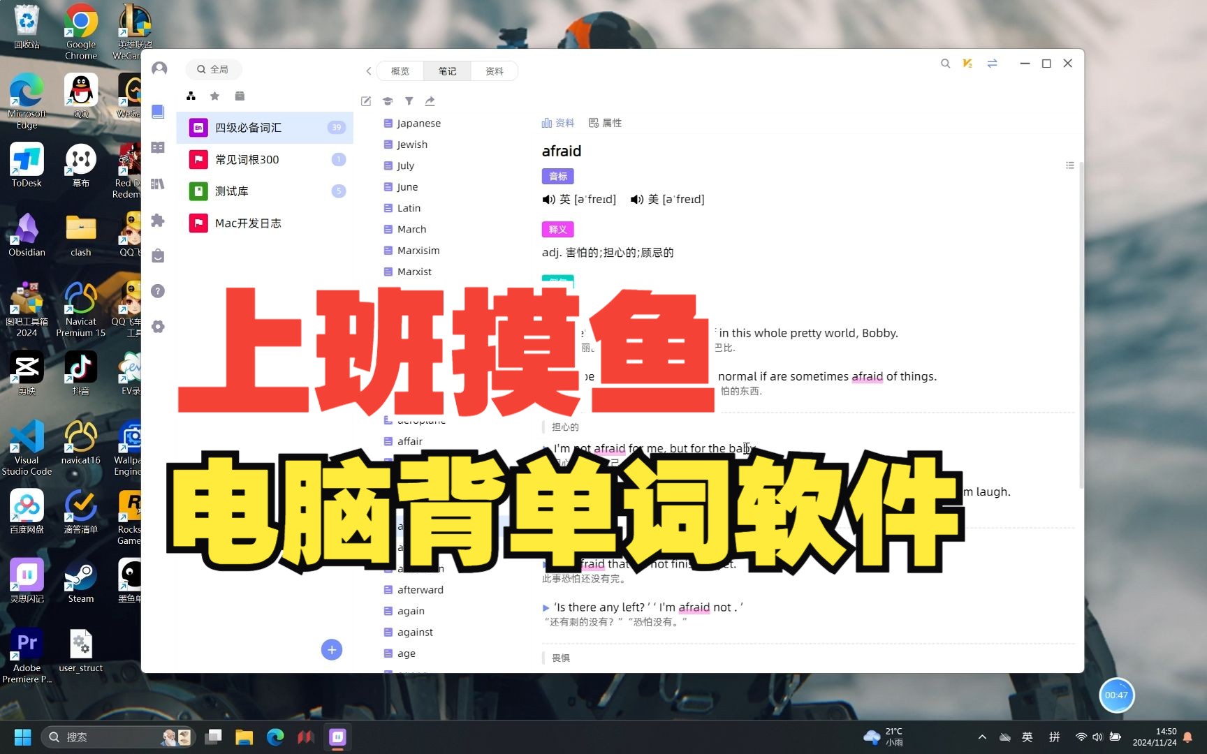 【灵思闪记】适合上班摸鱼的电脑背单词软件