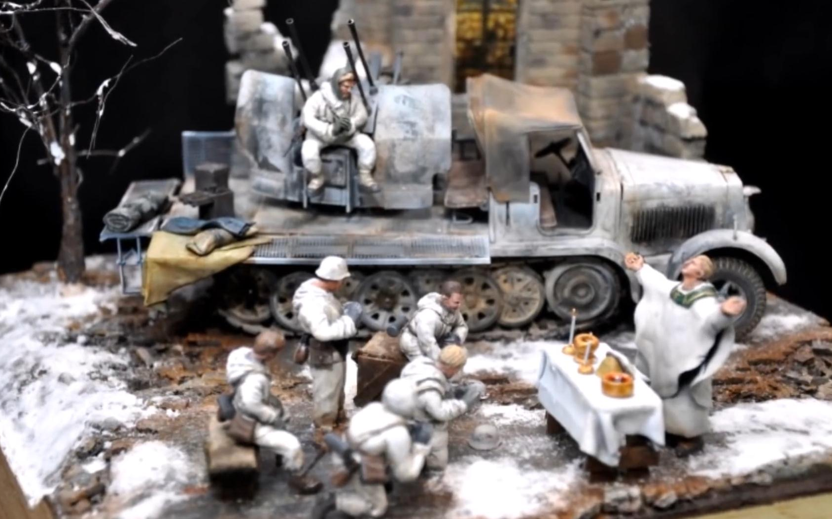 ...军事模型——德军20mm四联装高射炮 “战争&信仰"场景模型制作...