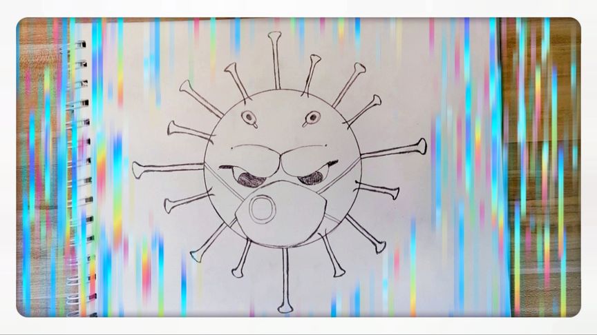 创意简笔画,病毒来袭,做好防疫,安全你我他。