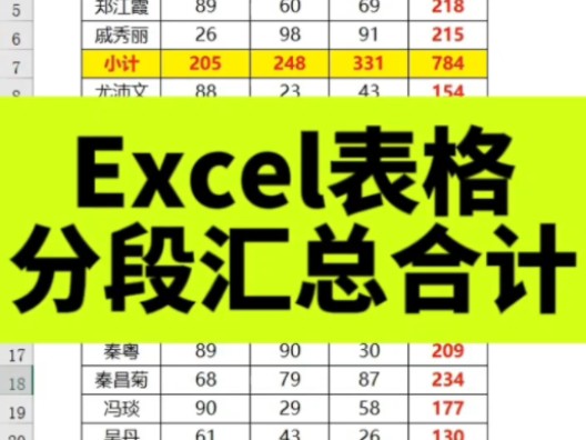 Excel分段汇总合计