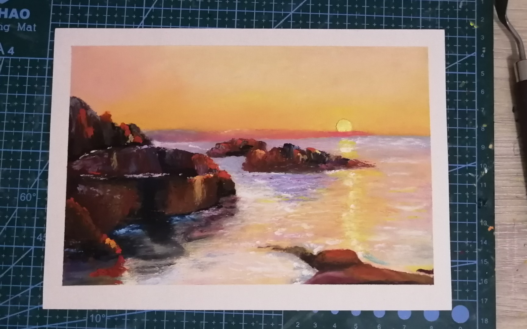油画棒/黄昏下的海/画了五小时九分钟零三十秒,从早画到晚,虽然有点久...