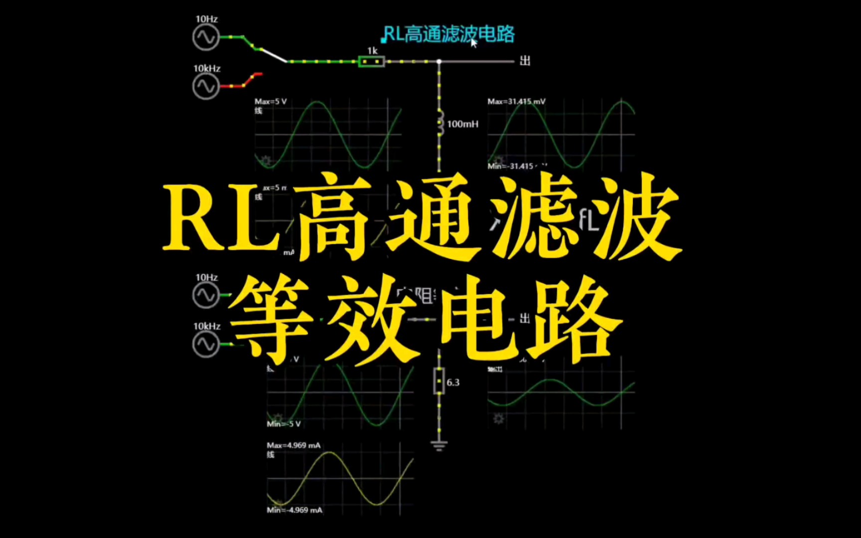 RL高通滤波电路仿真,电工电子技术基础知识,电路设计