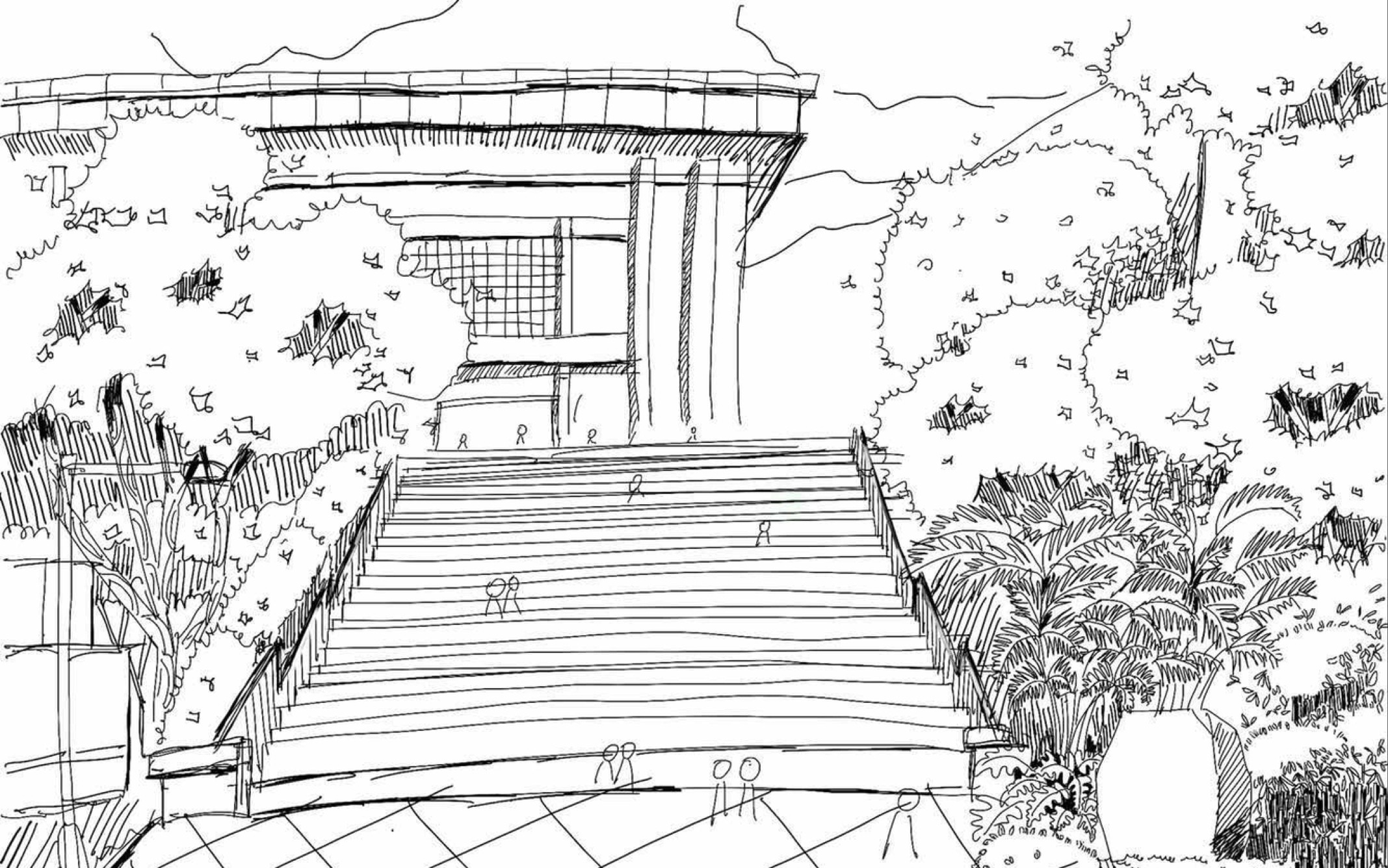 Procreate画学校图书馆|画画技巧|风景园林|景观|大学|procreate|iPad...