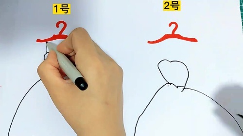 和妹妹比赛画公主裙子简笔画,儿童创意画,少儿亲子画,公主裙