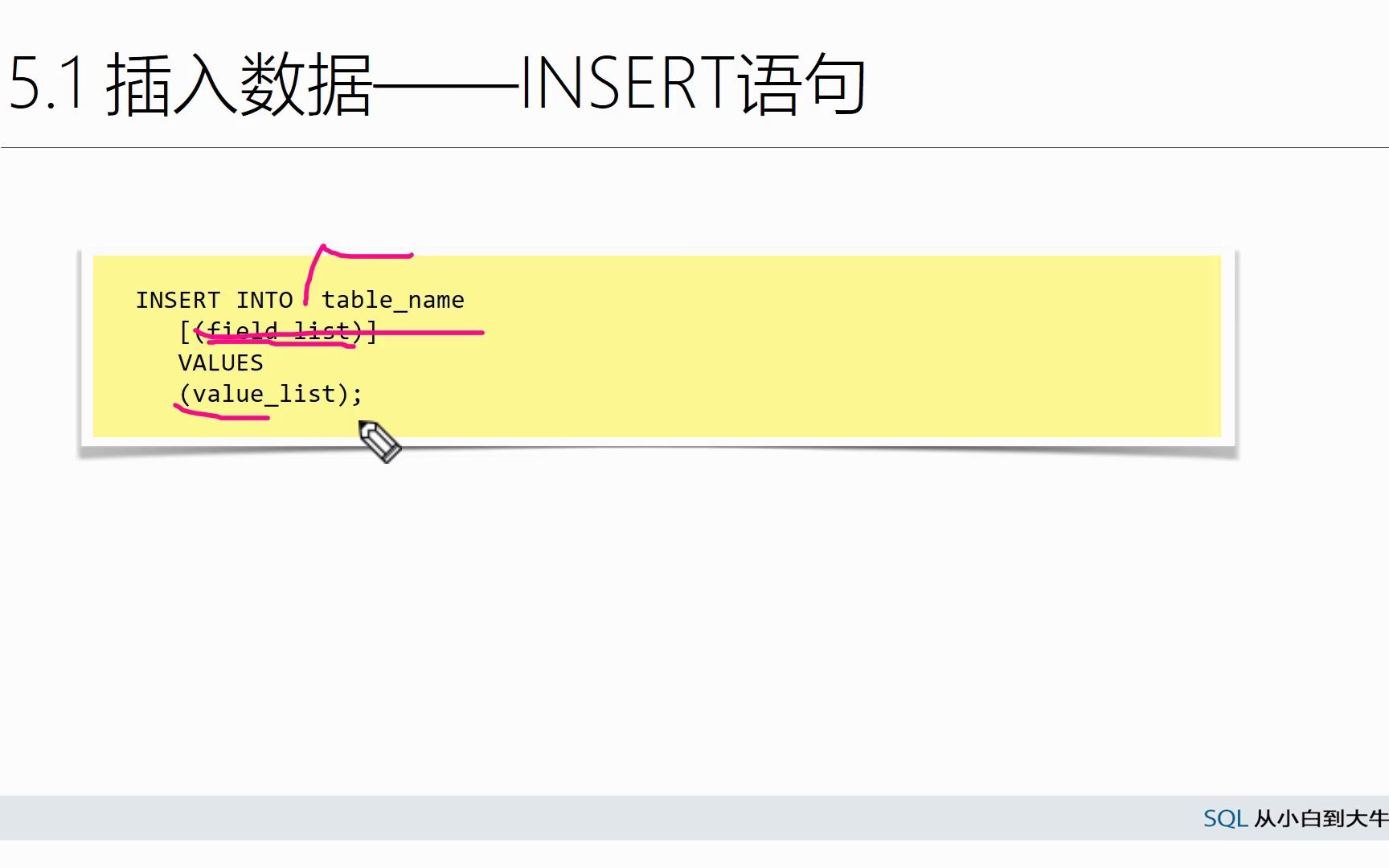 ...《SQL从小白到大牛》图书配套视频之5.1 插入数据——INSERT语句