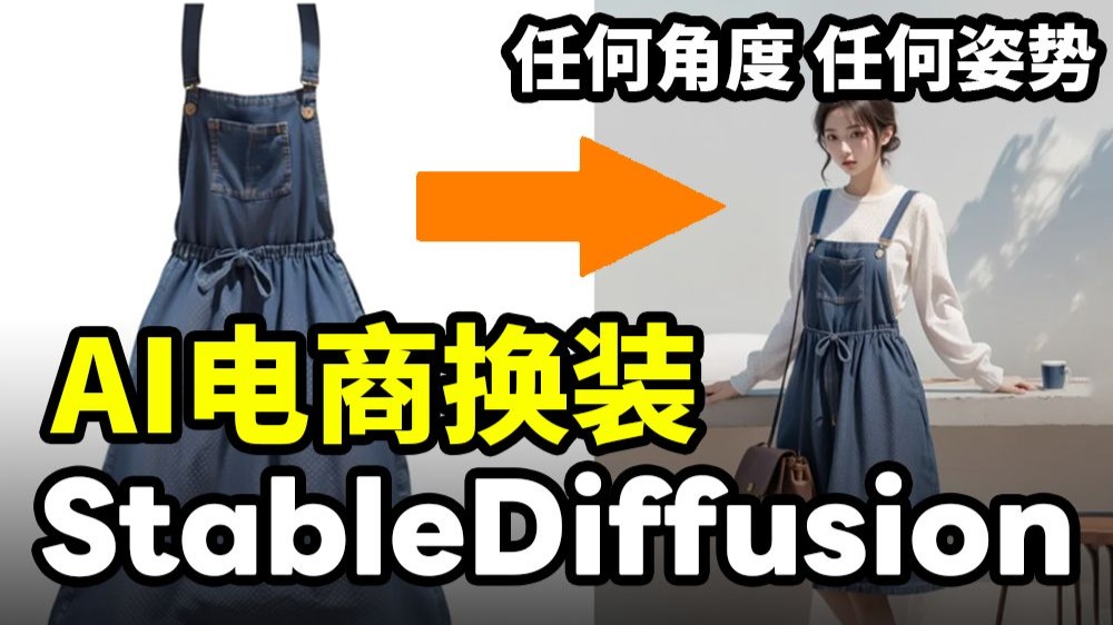 【SD教程】全网最强的AI电商换装,AI一键丝滑换装,任何角度、任何...