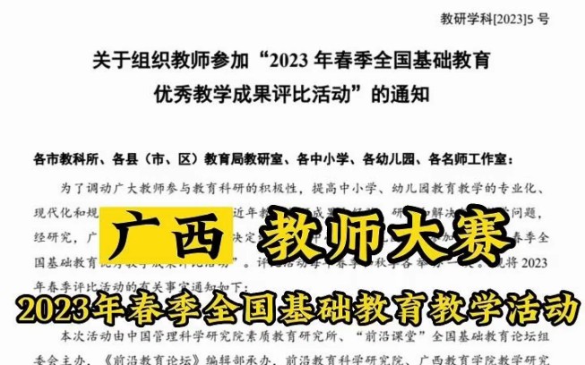 ...教师参加“2023年春季全国基础教育优秀教学成果评比活动”的通知。