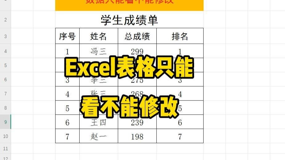 办公软件技巧,excel表格只能看不能修改,再也不怕修改了