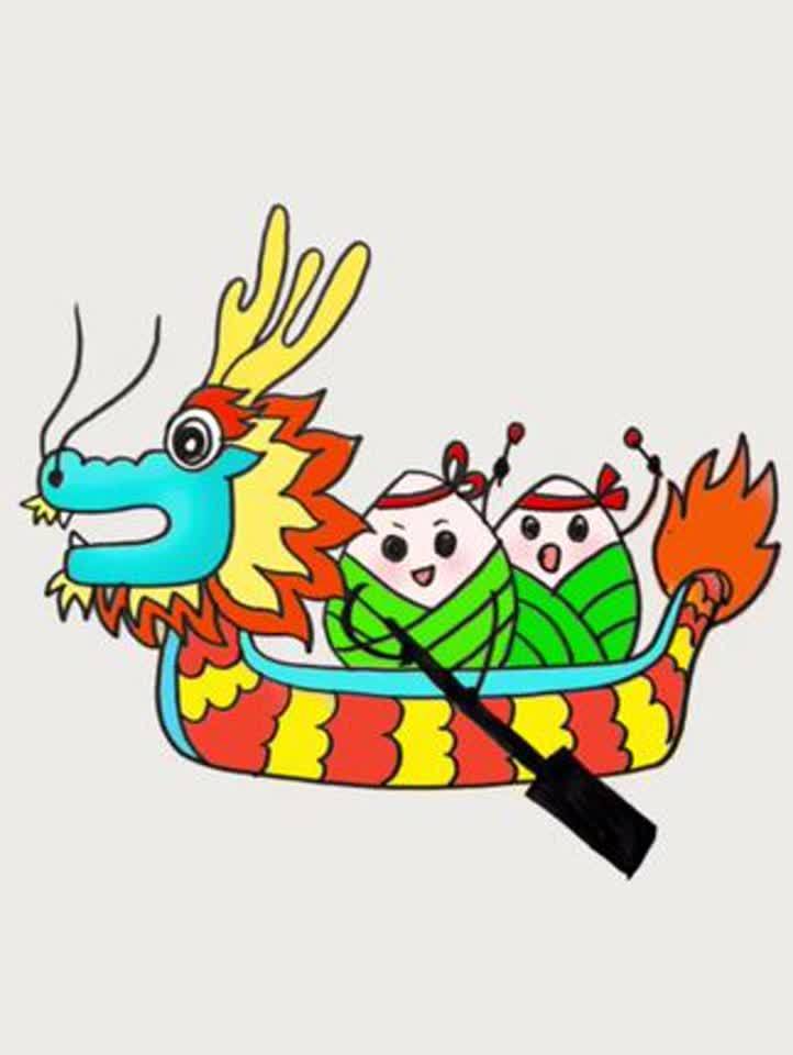 端午节赛龙舟画 #赛龙舟 #儿童简笔画 #简笔画 #端午节快乐 #粽子简笔.