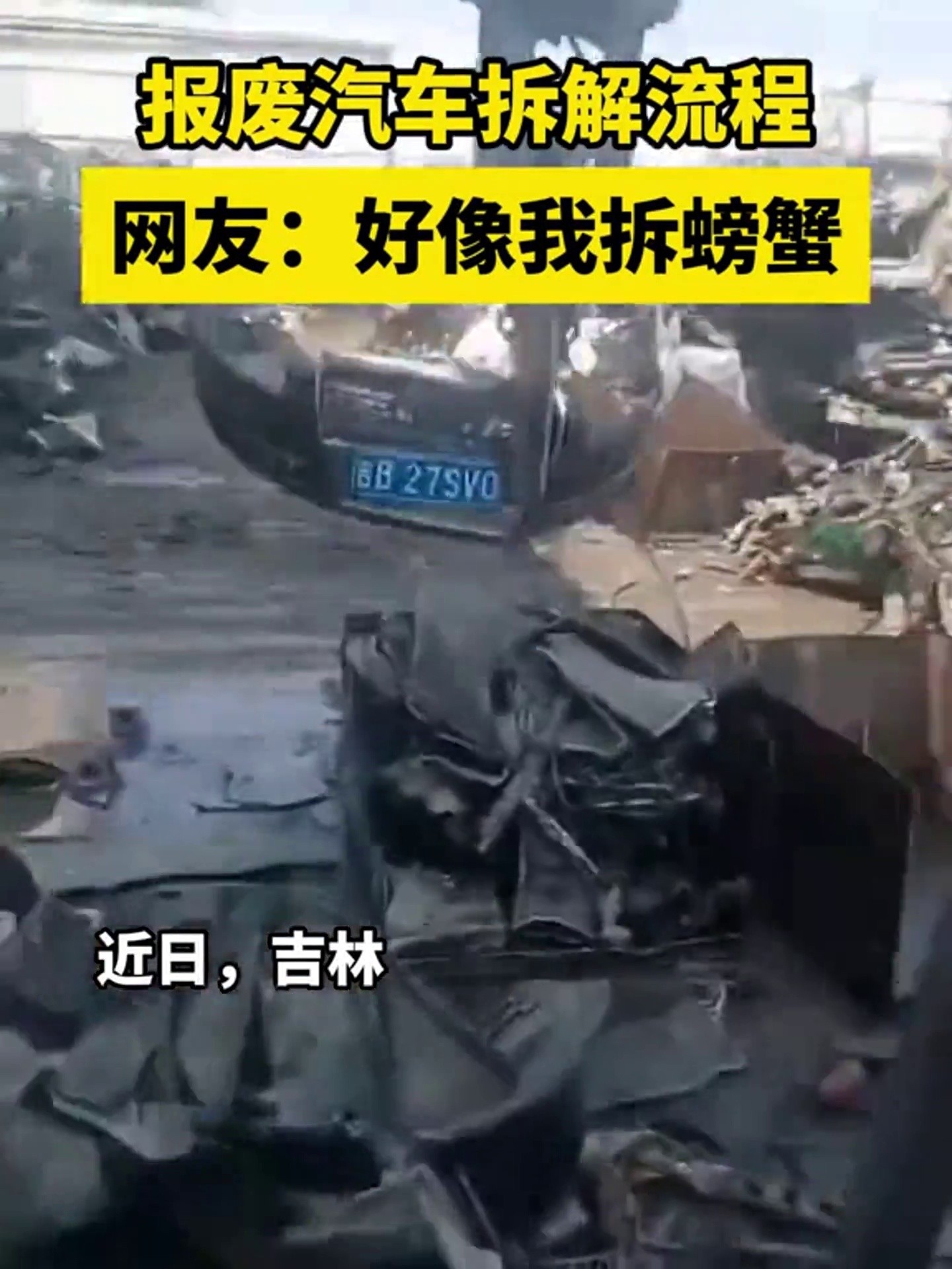 报废汽车拆解流程,网友:好像我拆螃蟹#报废汽车 #汽车以旧换新