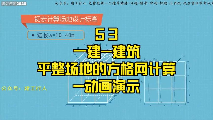 53-一建-建筑-平整场地的方格网计算-动画演示