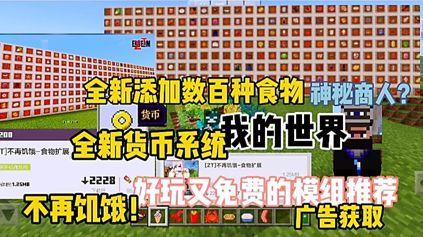 我的世界好玩又免费的模组推荐,全新添加数百种食物和货币系统