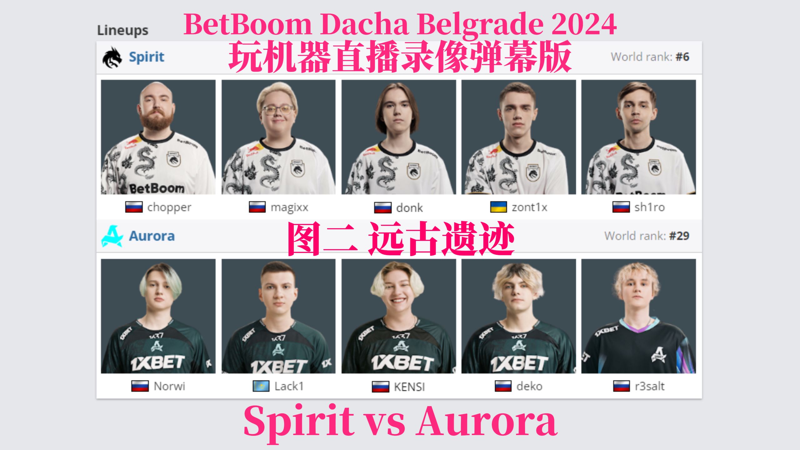 【弹幕版】Spirit vs Aurora 图二 远古遗迹 | BetBoom Dacha Belgrade ...