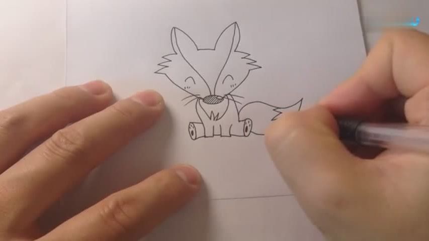 卡通简笔画教程,动物狐狸