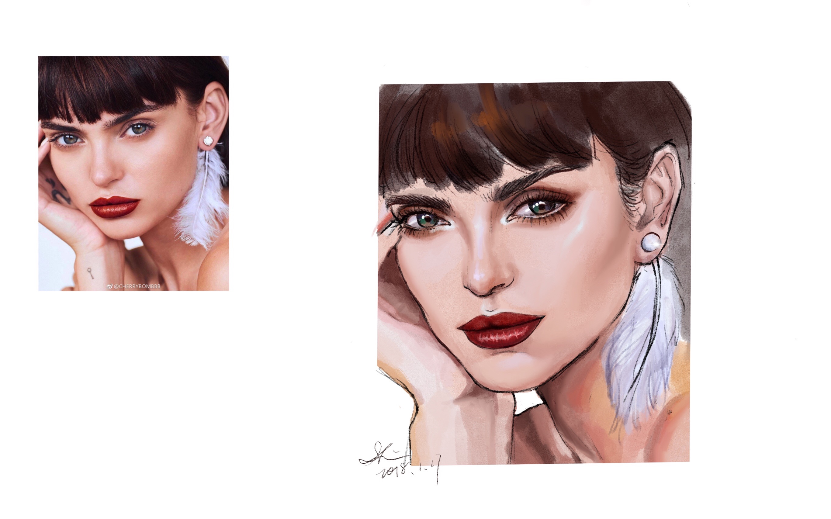 【iPad pro绘画教程】用procreate手绘速涂人像,水粉画笔