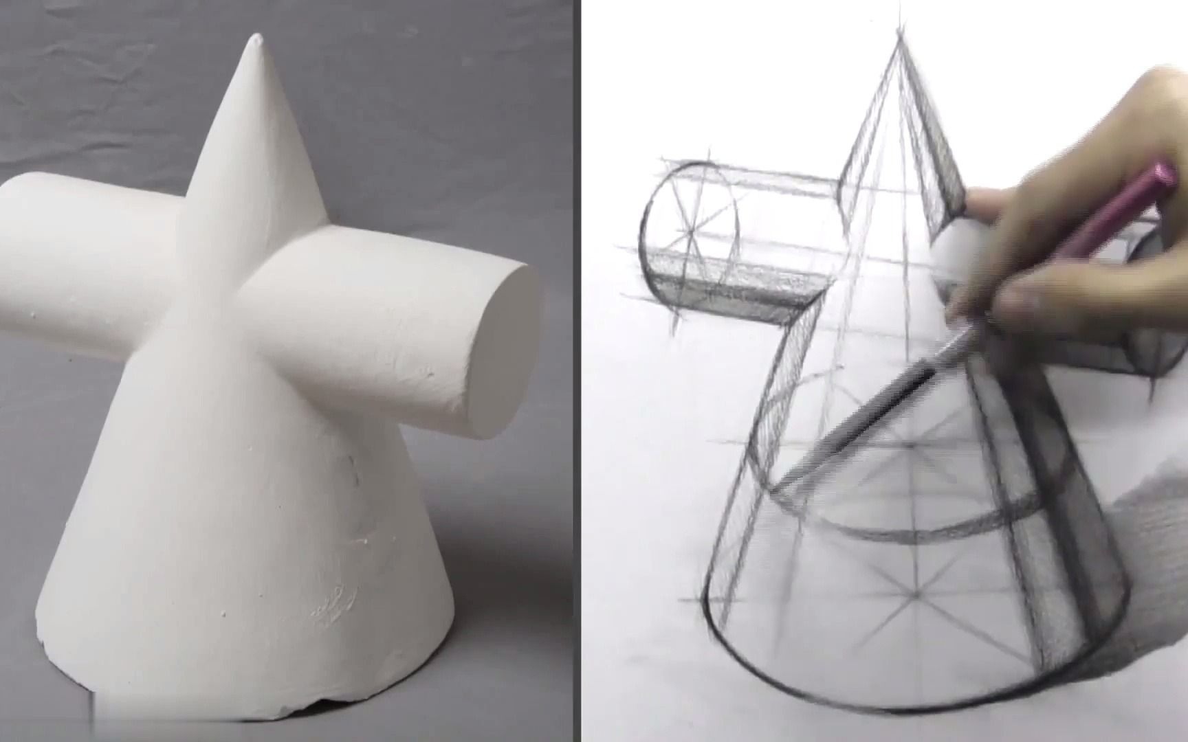 素描石膏几何体教学视频第六集