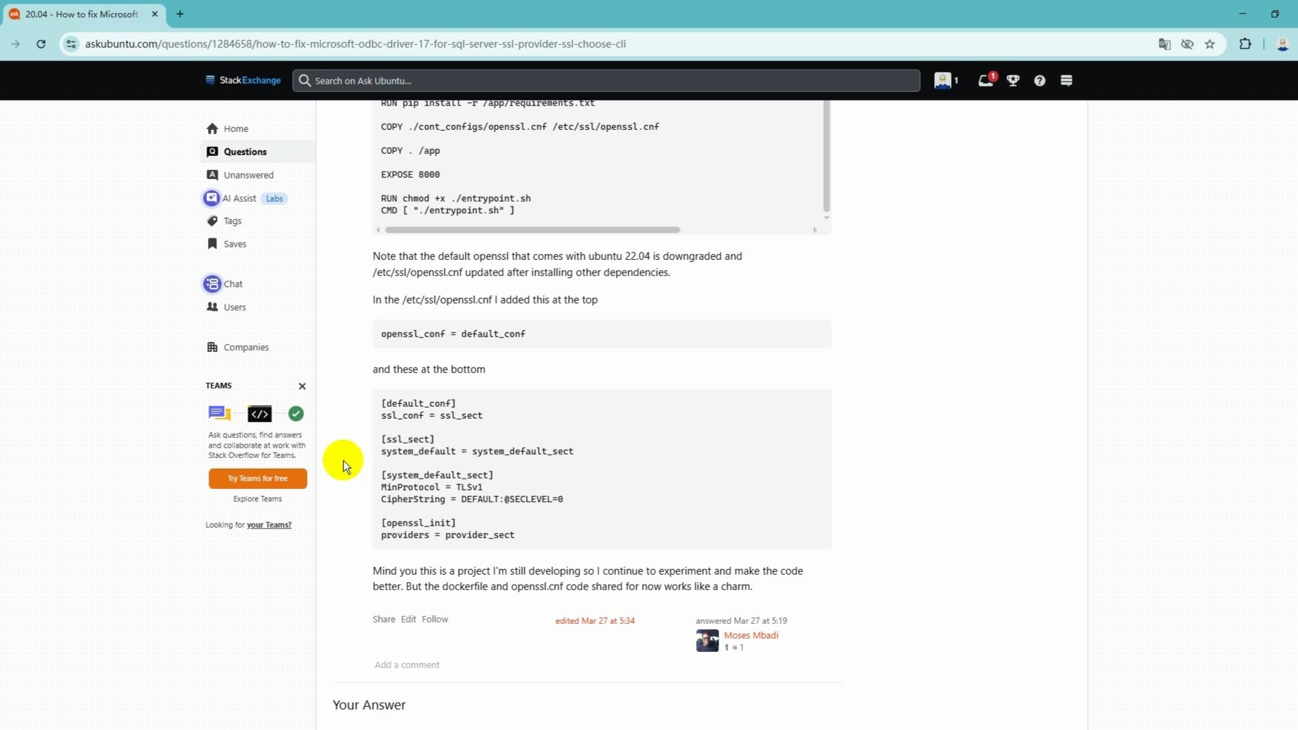 unbuntu环境中连接sqlserver遇到的TLS版本过高导致的连接不上的问题