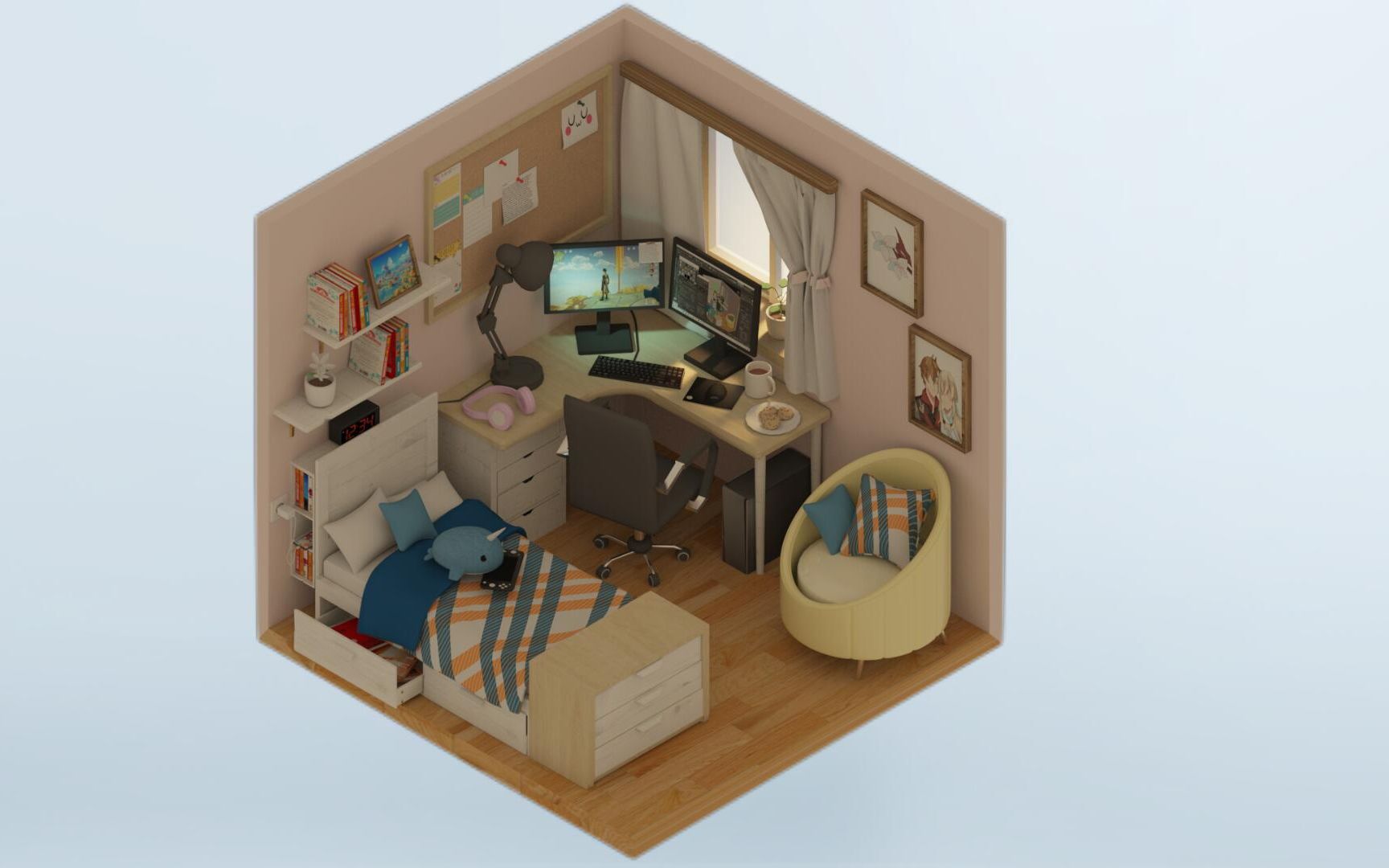 3Dmax场景模型制作,简易室内场景模型制作,建模基础教学。