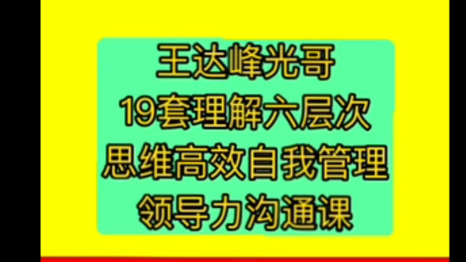 王达峰光哥19套理解六层次思维高效自我管理领导力沟通课