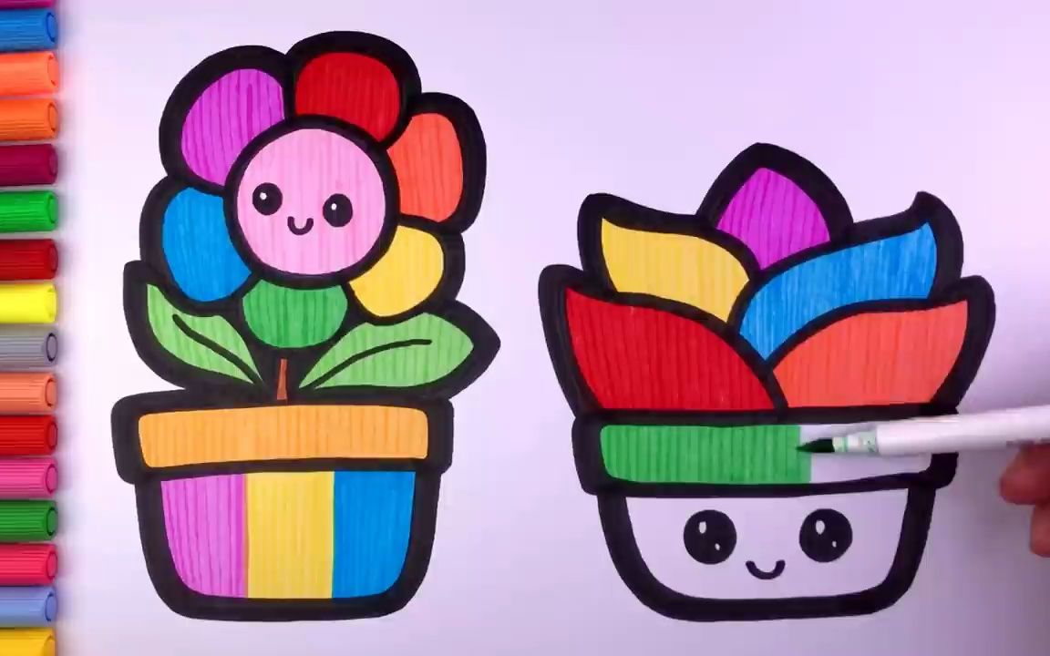 儿童简笔画教孩子画花草绿植