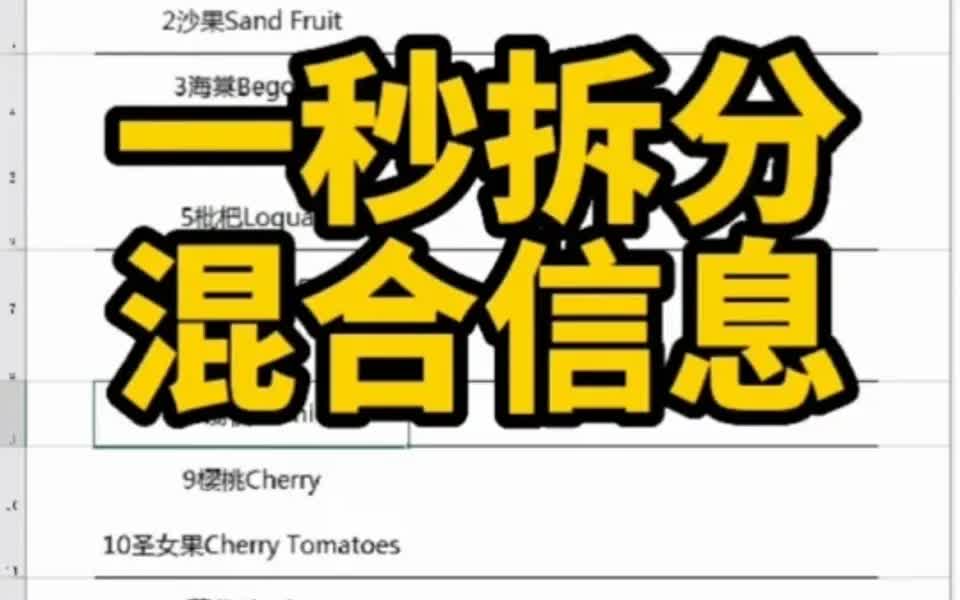 Excel表格中,如何一秒快速拆分混合信息?