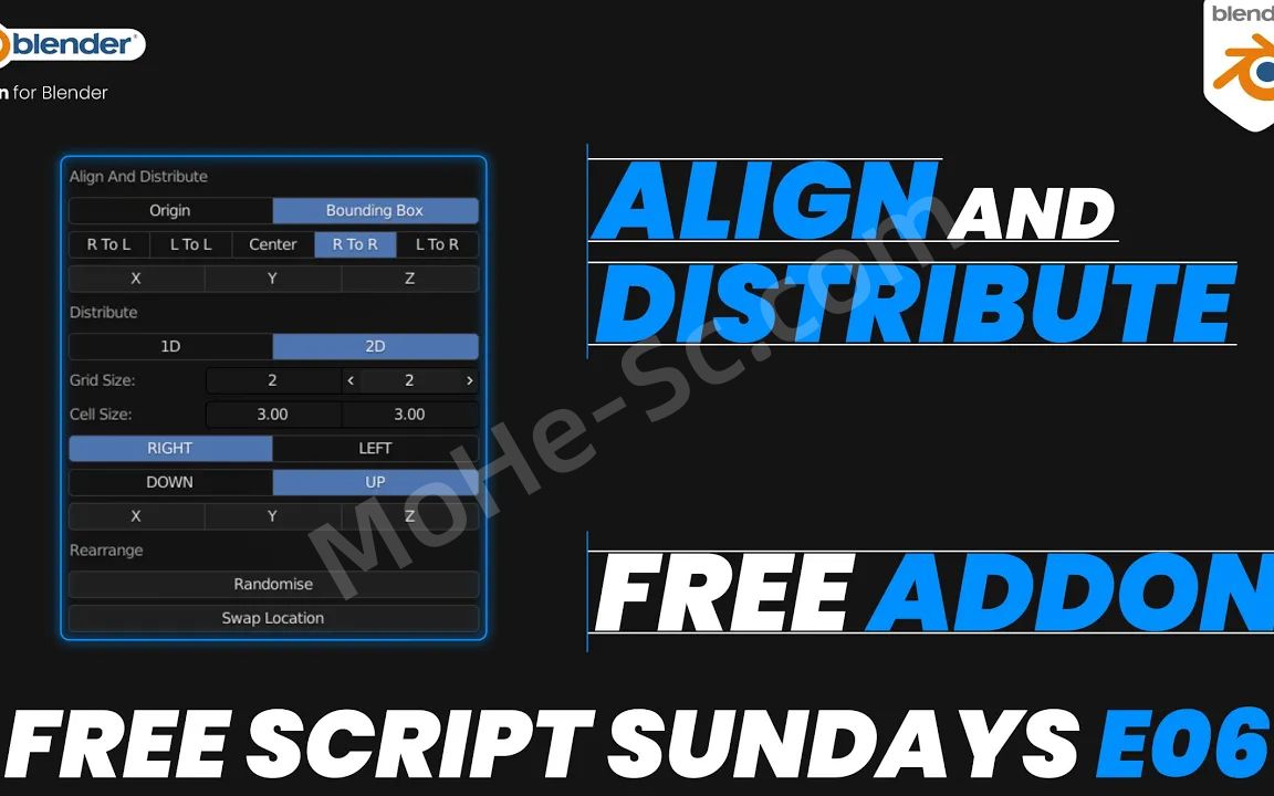 Blender模型对齐分布插件 Align And Distribute v2.0.0 For Blender 2.9+