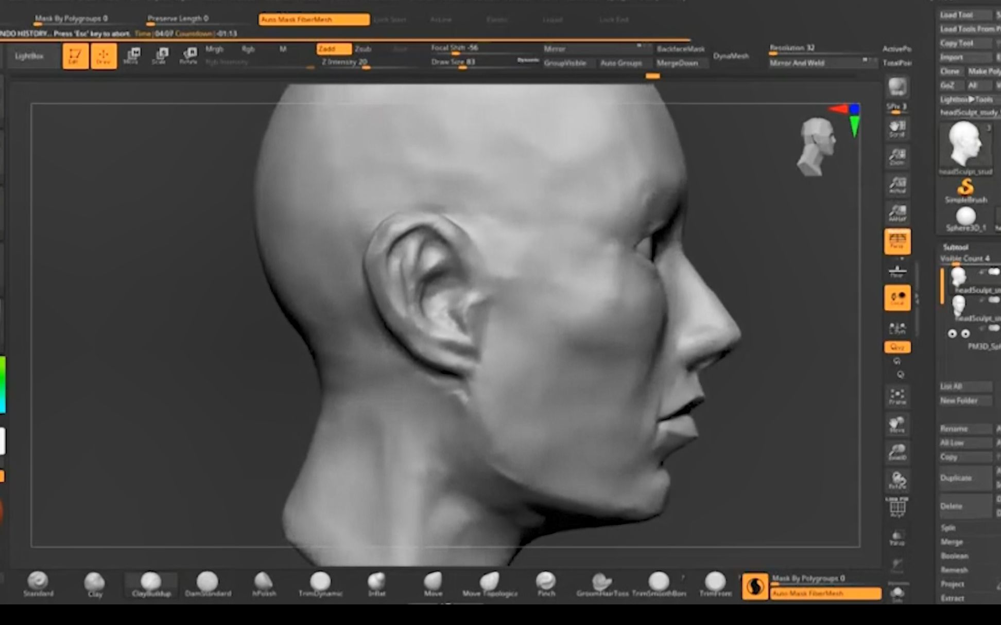 【3D建模】使用ZBrush雕刻制作头部肖像(建模初学者)