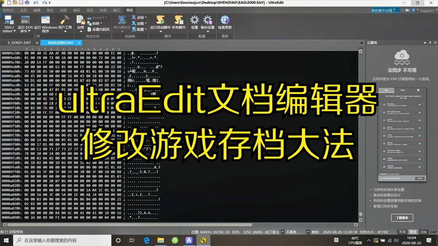 【游戏修改教程】ultraEdit文档编辑器修改游戏存档大法