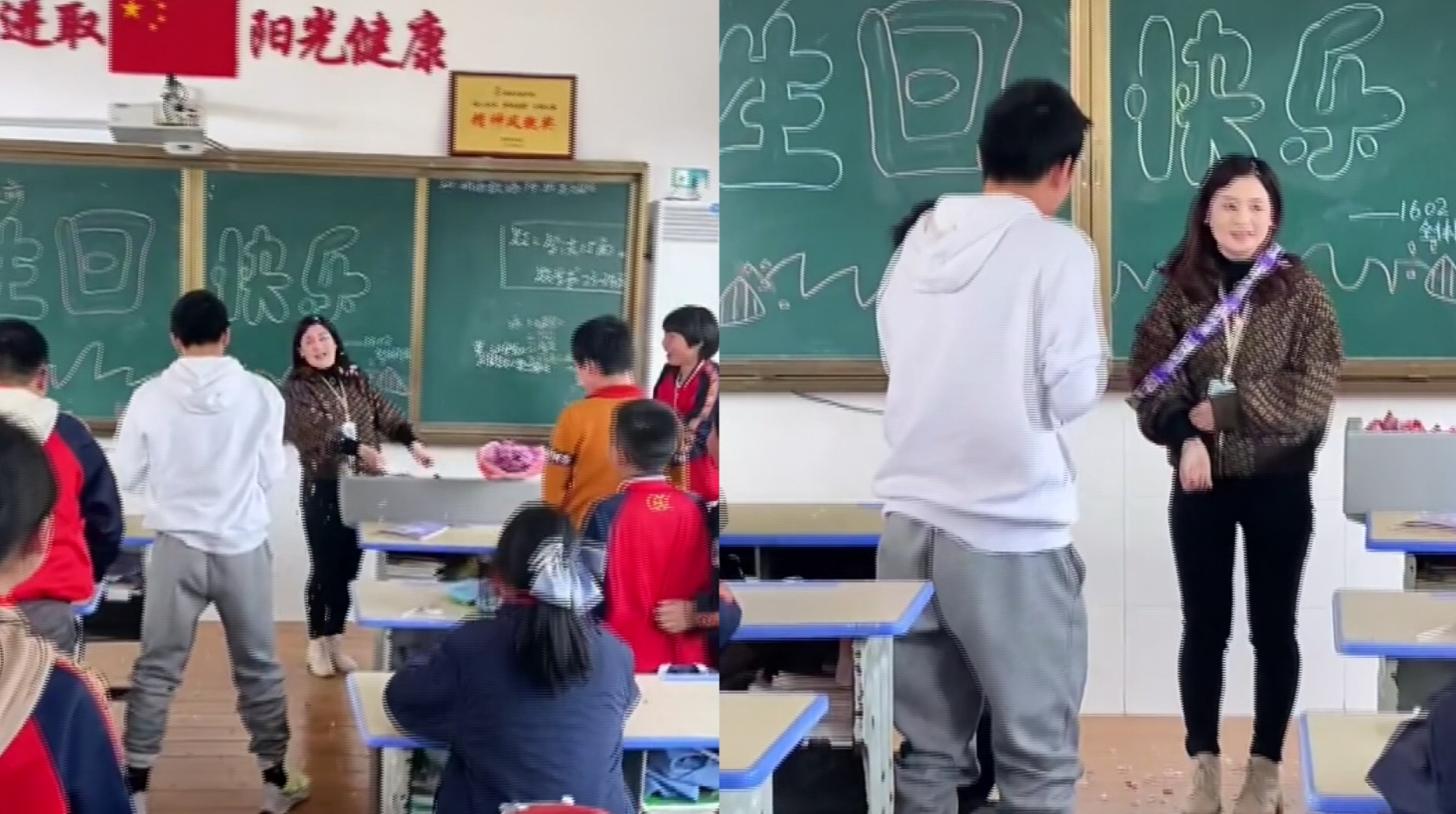 毕业班学生给班主任送生日惊喜,撒花送糖细节满满,老师感动懵了