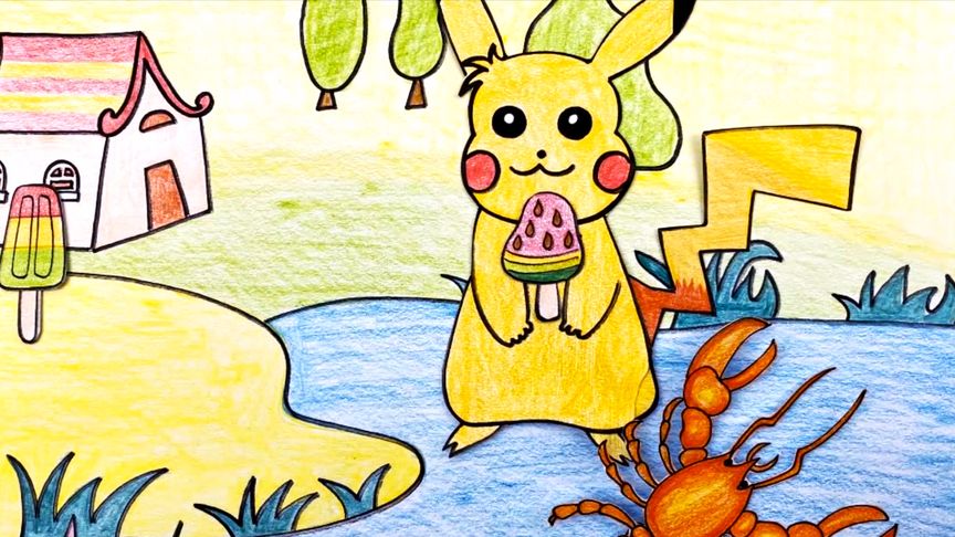声音解压定格动画:夏天到了皮卡丘好热啊!吃了三根冰糕还不行!