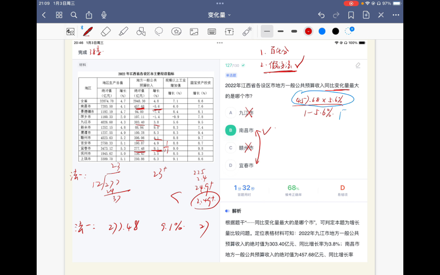 资料分析基础题型3:增长量计算(王炸方法的全面做法)