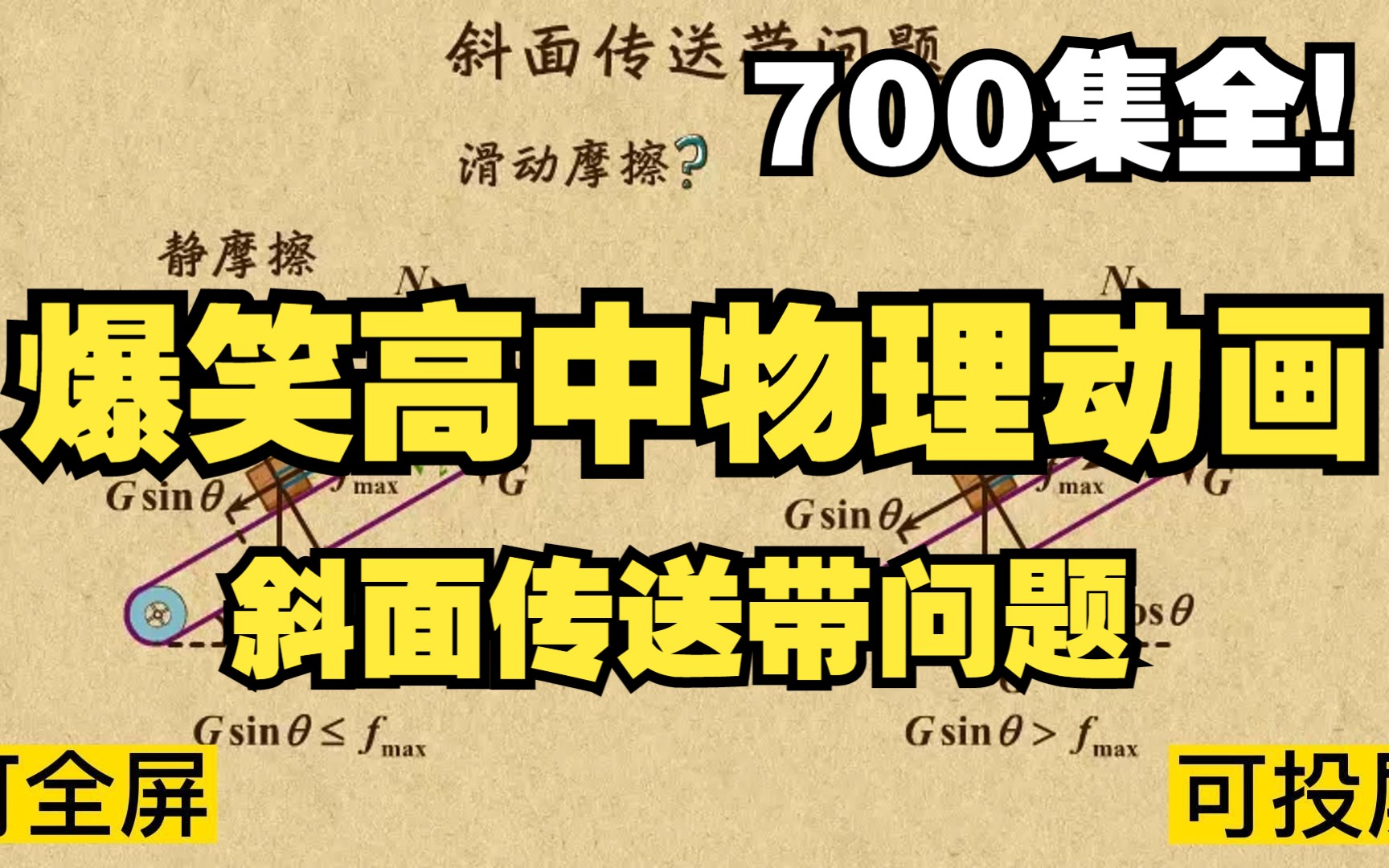 700集全可分享 爆笑高中物理动画 斜面传送带问题 孩子一看就就明白