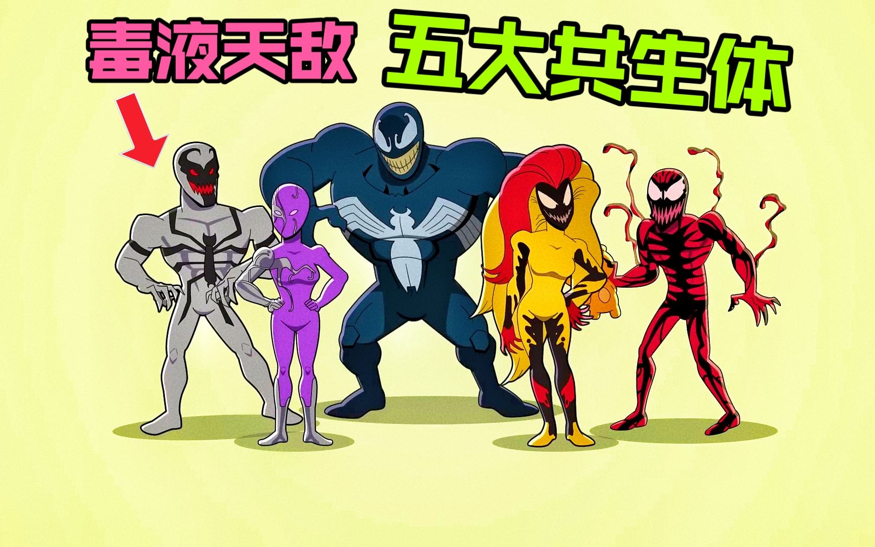 五大共生体能力介绍,毒液实力垫底,反毒液是毒液的天敌